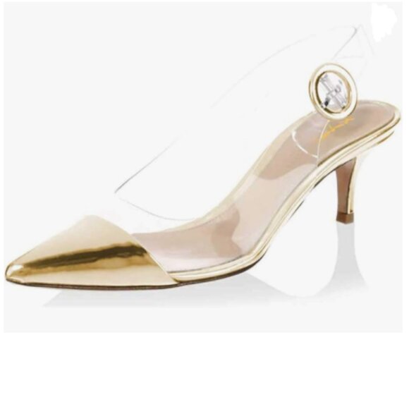 XYD | Shoes | Xyd Women Transparent Slingback Clear Low Heels Pumps ...
